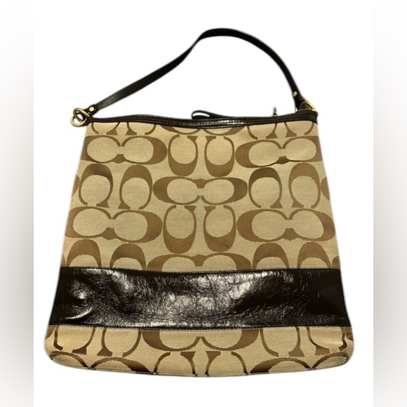 Coach | Bags | Coach Vintage Cursive Creed Signature Canvas Large Tan ...